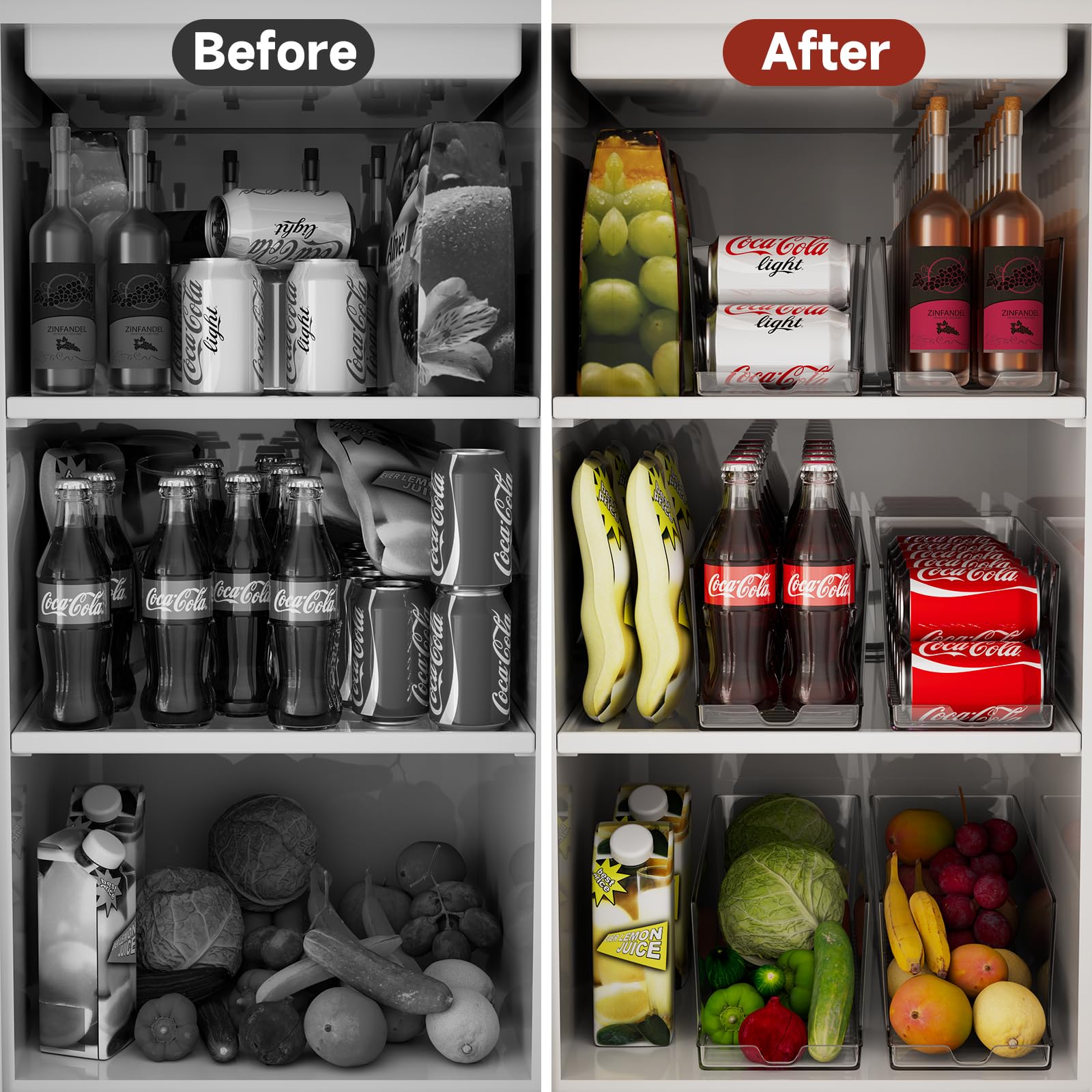 TCHCWYS 2 Pack Clear Stackable Soda Can Organizer with Lids, Refrigerator Organizer Bins, Can Holder Dispenser for Refrigerator, Pantry, and Cabinets, BPA-Free, Holds 12 Cans Each (2)