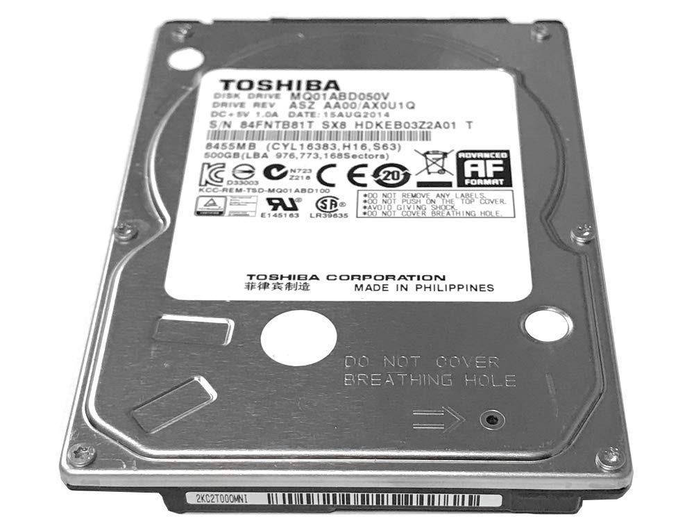 Toshiba MQ01ABD050V 500GB 5400RPM 8MB Cache SATA 3.0Gb/s 2.5in Notebook Hard Drive - 2 Year Warranty (Renewed)