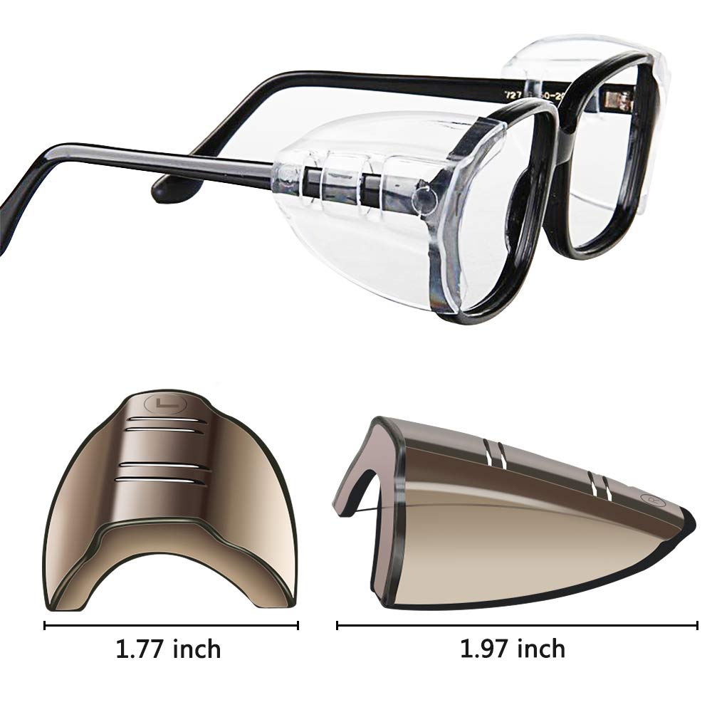 tchrules 6 Pairs Safety Eye Glasses Side Shields, Slip On Side Shields for Safety Glasses, Double Hole, Fits Most Safety Eyeglasses (Brown)