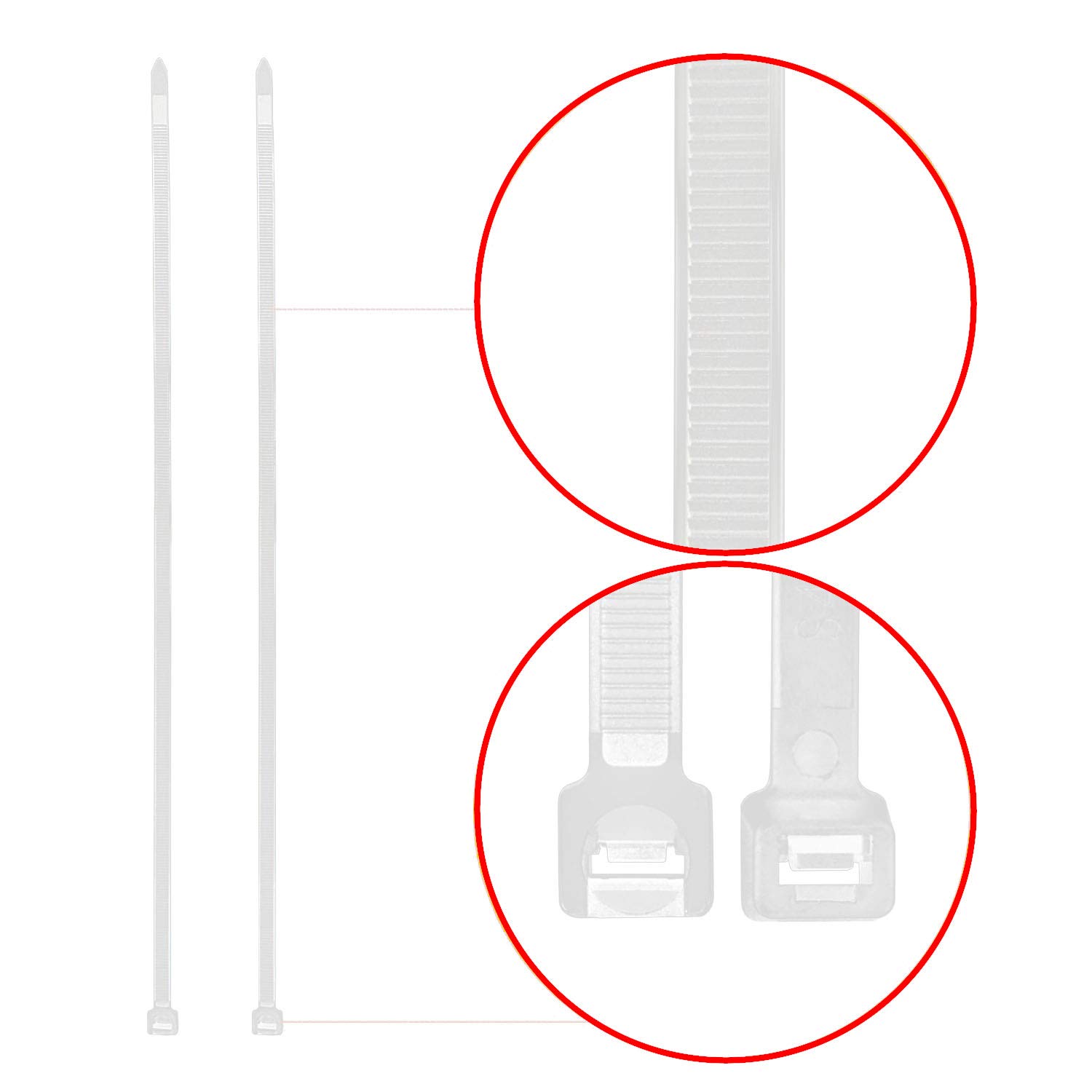 Superun Clear Zip Ties 6 Inch, 40 Lbs Tensile Strength Wire Ties (Industrial Grade Cable Ties) Pack of 100 White