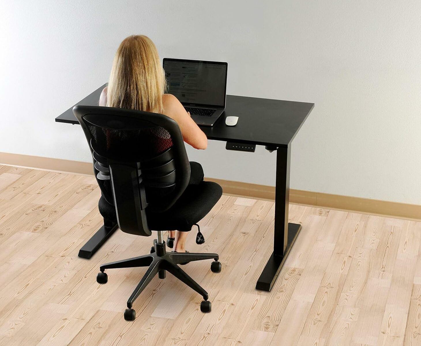 TechOrbits Electric Standing Desk Tabletop - 47 Inch Motorized Workstation Two Leg Frame Stand Up Desk with Memory Settings and Telescopic Sit-Stand Height Adjustment Black