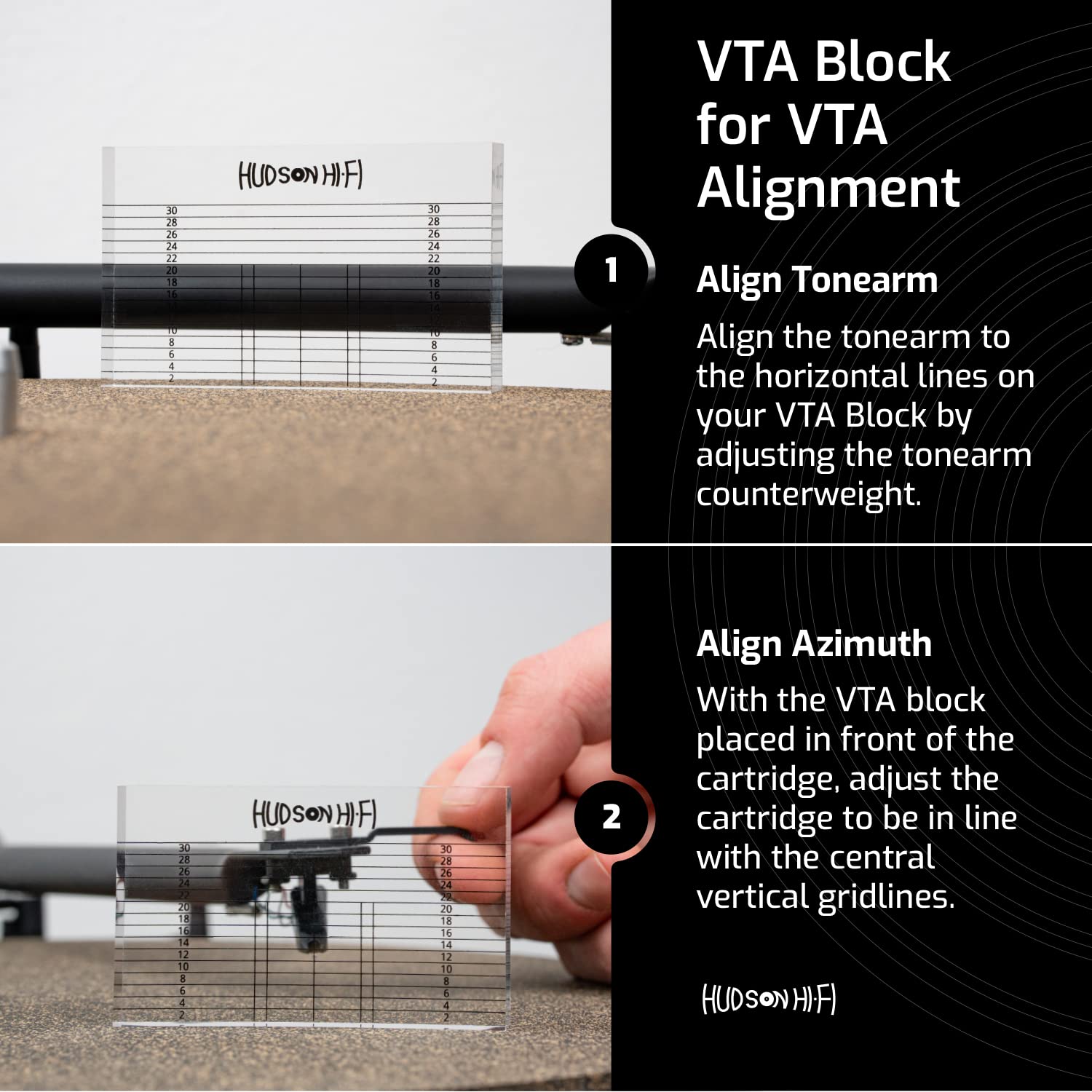 Turntable Cartridge Alignment - Vertical Tracking Angle Block for DJ Turntable and Phono Cartridge - VTA Azimuth Ruler Tonearm Alignment Tool for Turntable Stylus - Tonearm Cartridge w/Protractor