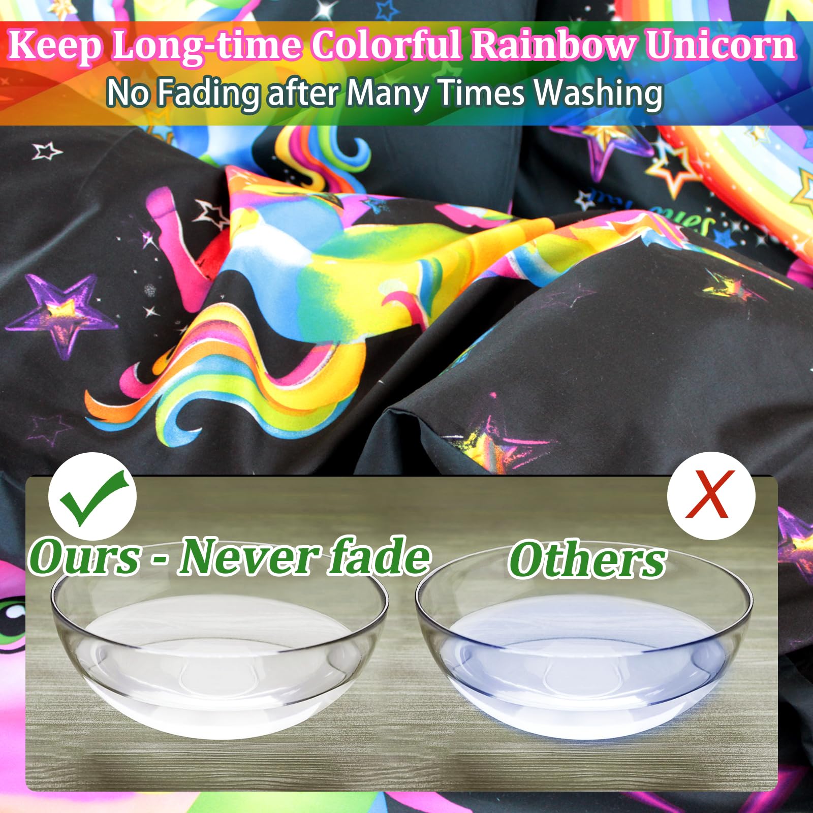 SFJ-CA Unicorn Rainbow Duevt Cover Twin for Girls, Reversibel Double Side Printed, Super Soft Bedding Comforter Cover with 2 Pillowcases, Kids Lovely Starry Unicorn Pattern