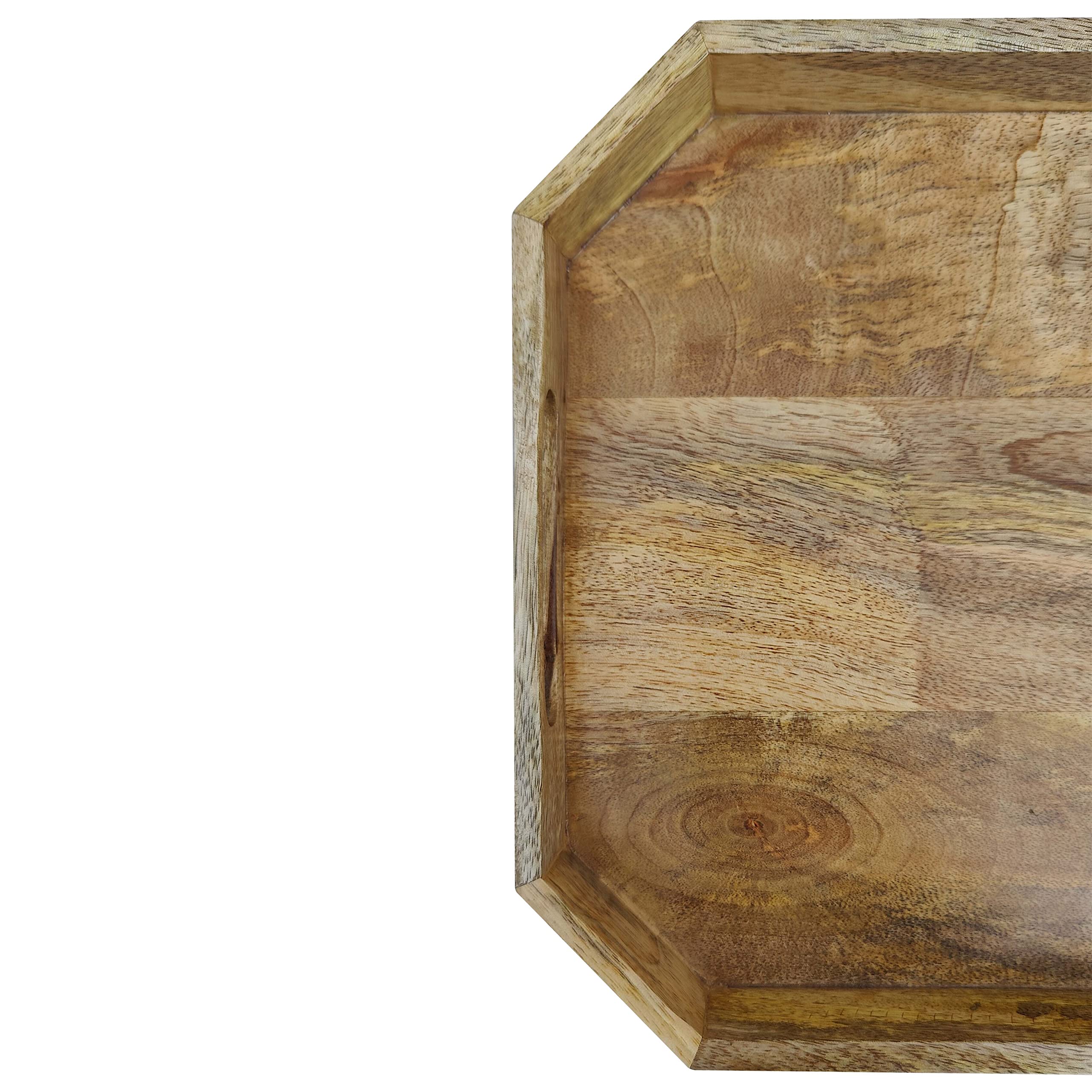 Wooden Serving Tray with Handles | Wood Bathroom Organizer Tray | Decorative | Food Safe | Water Resistant | Natural Solid Wood | Bathroom Organiser Tray