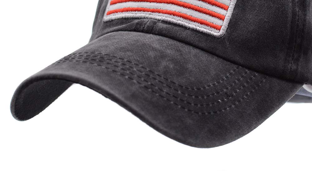 Uphily Black USA American Flag Baseball Cap, Low Profile Patriotic Dad Hat for Men or Women