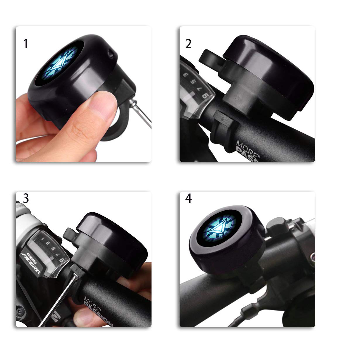 Surmoler Classic Aluminum Bike Bell, Clear Loud Bicycle Bell, Bike Accessory for Adults Kids, Right Hand (Cool Pattern)…