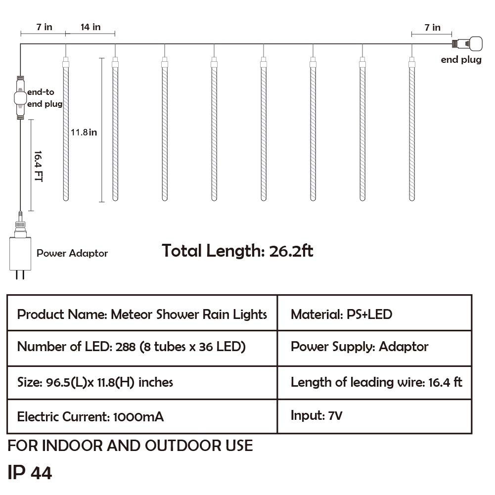 Twinkle Star Meteor Shower Rain Lights, 30cm 8 Tubes 288 LED Valentine Iciclelights Snow Falling Christmas Lights Outdoor Raindrop Lights, Xmas Wedding Party Tree Holiday Decoration, Blue
