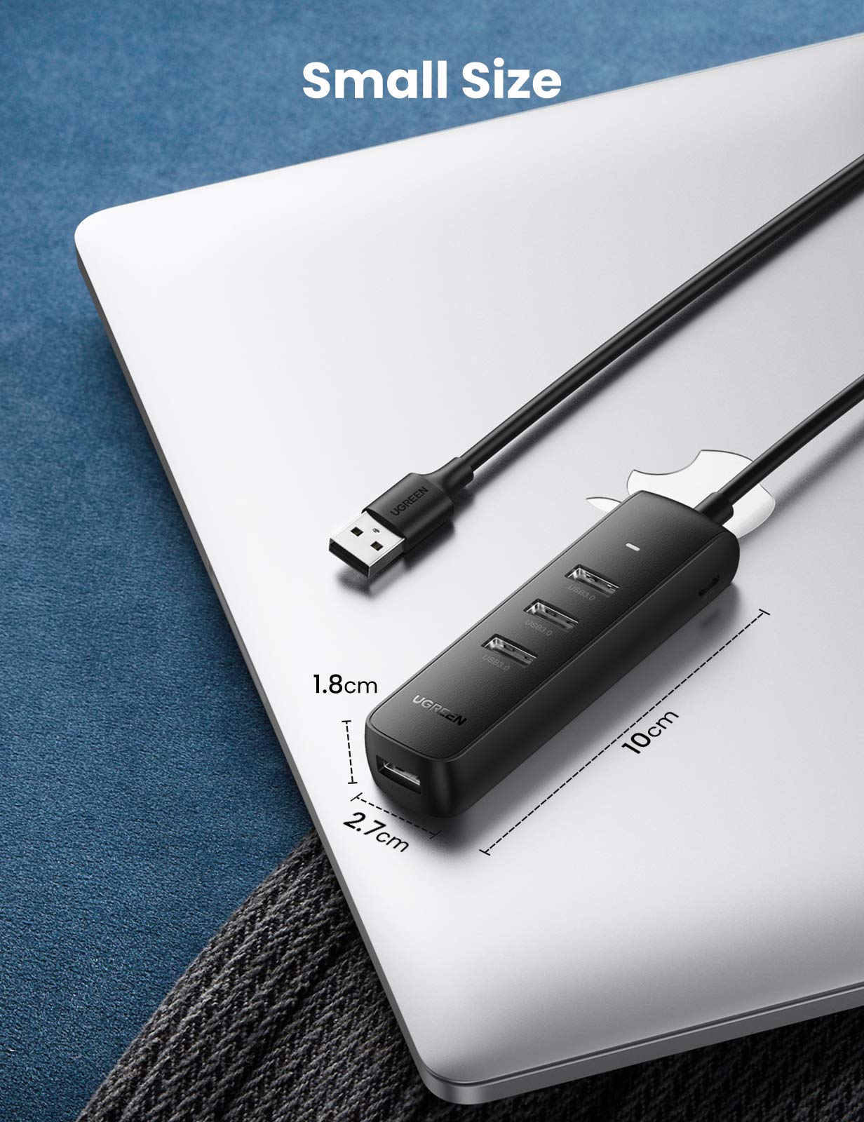 UGREEN USB Hub, 4 Port Powered USB Adapter USB 3.0 Splitter for PC Laptop iMac Surface Pro XPS PS4 PS5 Xbox One, Flash Drive, Mobile HDD and More (0.8ft)