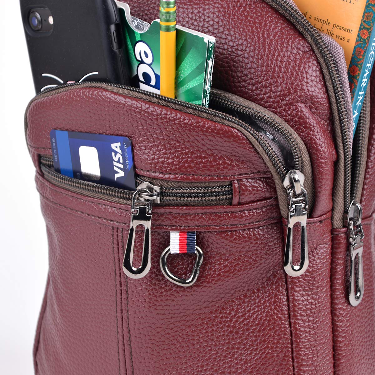 WESTEND Synthetic Leather Crossbody Sling Bag Backpack with Adjustable Strap