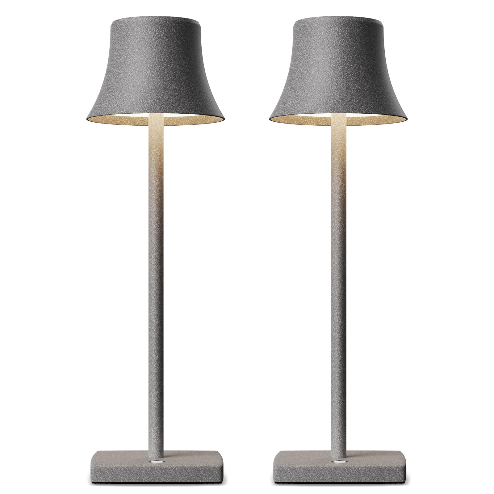 YIBEN Cordless Table Lamp, Rechargeable Battery 5000mAh Metal Aluminum Housing USB LED Portable Powered Desk Lamp, 2 Levels Brightness Night Light for Restaurants Bedroom Outdoor (Black-1)