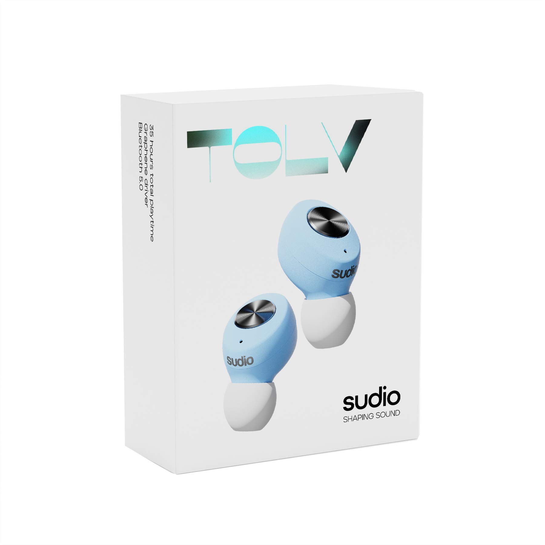 Sudio Tolv True Wireless Earbuds - Auto Pairing, Compact Charging Case, 35h Play Time, iOS, Android (Pastel Blue)