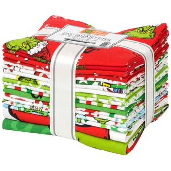 Robert Kaufman How The Grinch Stole Christmas by Dr. Suess Fat Quarter Bundle, 18 Pieces, 18" x 22", 100% Cotton, FQ-1888-18, Includes 2 Panels