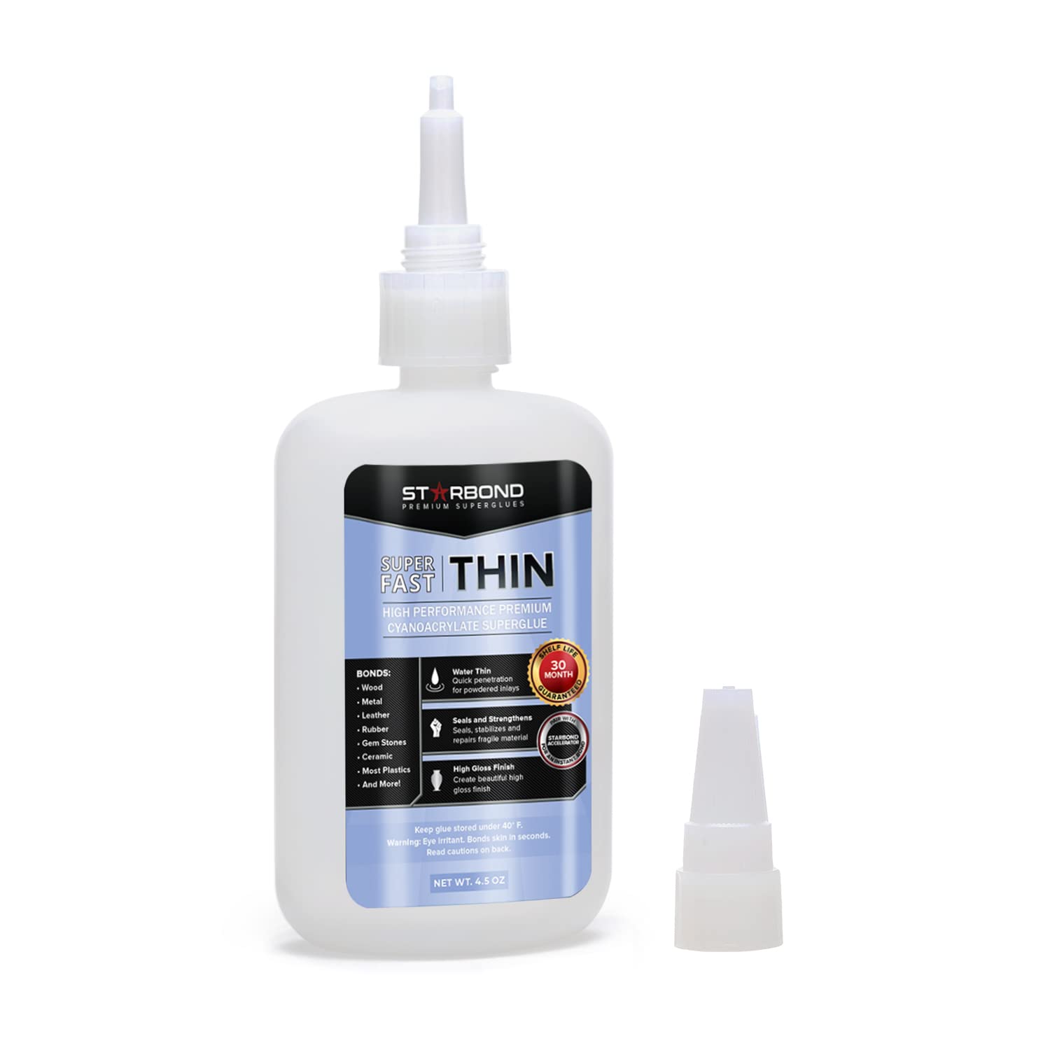 Starbond 4.5 oz Super Fast Thin CA Glue and 8 oz Pump Accelerator Bundle - Water-Thin CA Glue with Activator Bundle for Woodturning, Pen Turning, Hobby, Stabilizing, Finish, Inlay