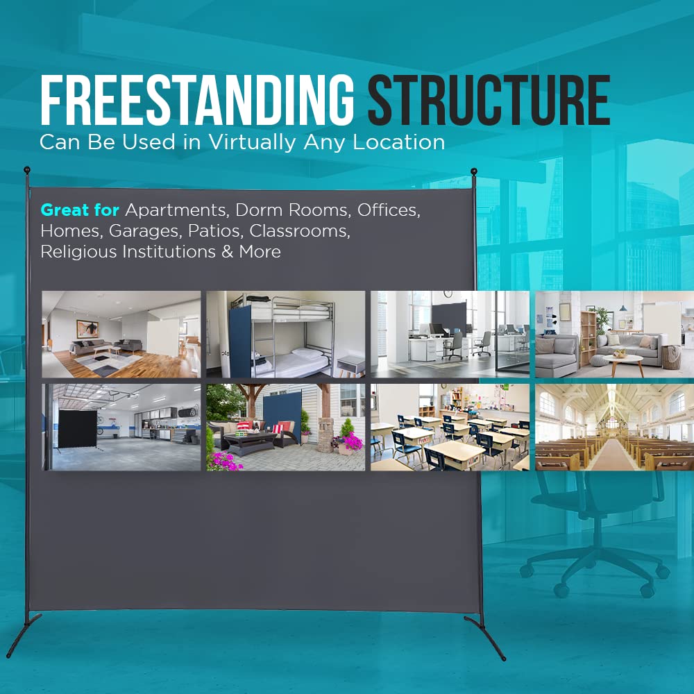 Steel-AID Single-Panel Privacy Room Divider – Folding Partition Privacy Screen for Office, Classroom, Dorm Room, Kids Room, Studio, Conference - 71" x 72" - Easy to Assemble, Freestanding & Foldable