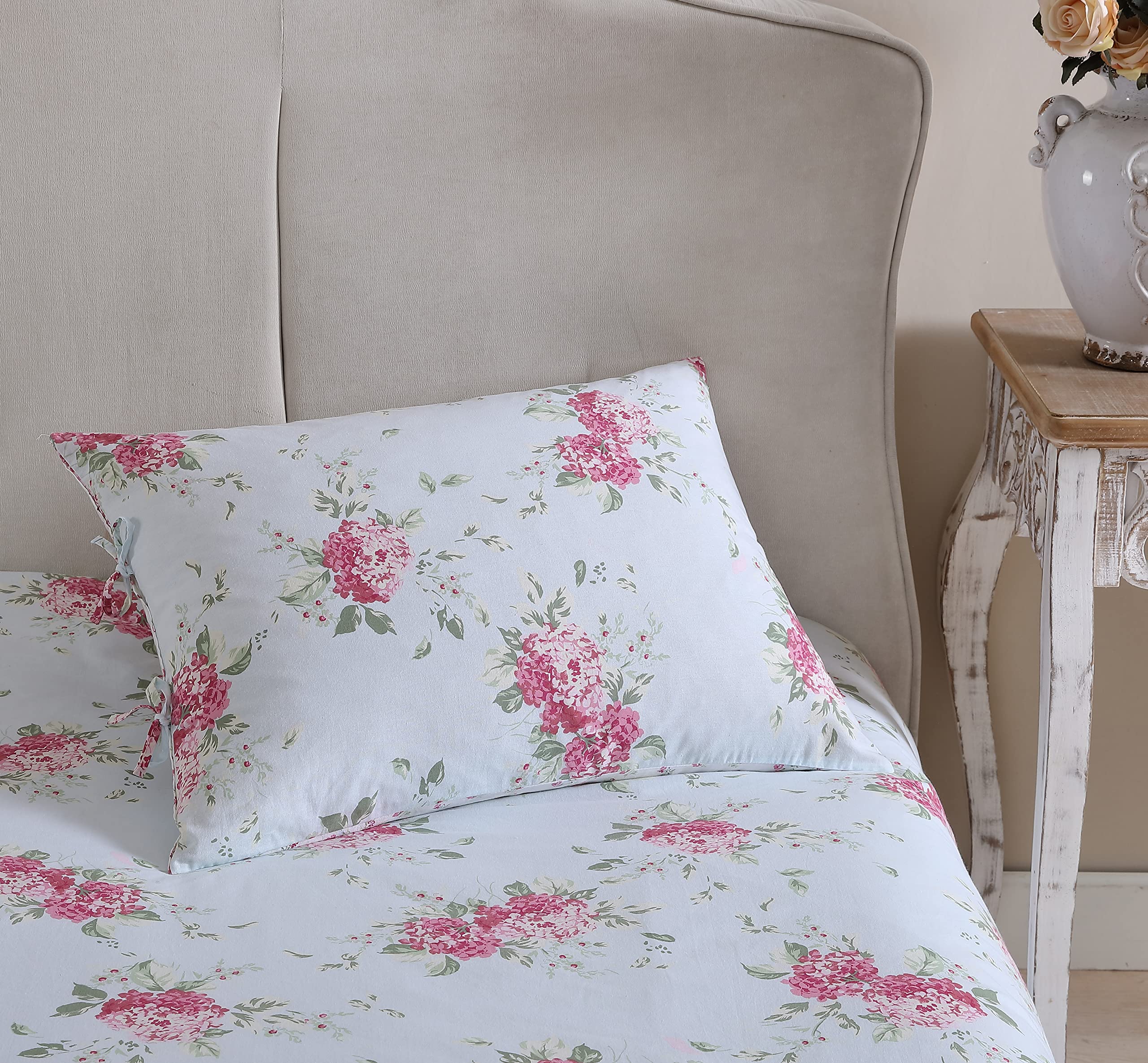 Shabby Chic® - King Comforter Set, Reversible Cotton Bedding with Matching Shams, Elegant Floral Home Decor for All Seasons (Chloe Blue, King)