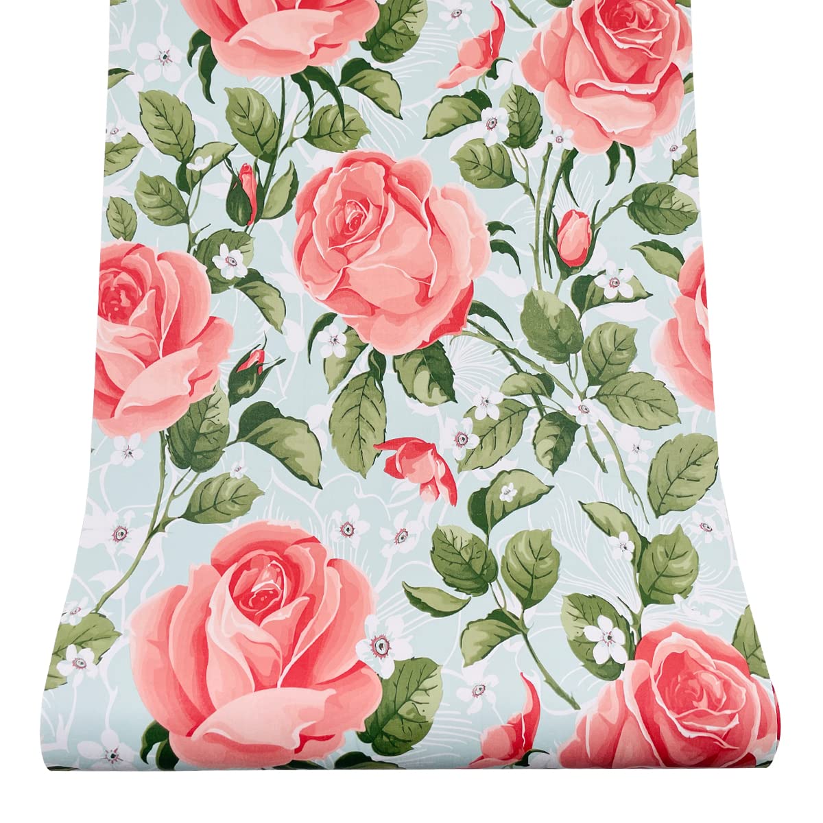 Yifasy Shelf Liner Pink Rose Self-Adhesive Drawer Paper Furniture Sticker Wall Decor Flowers 118x17.7 Inch