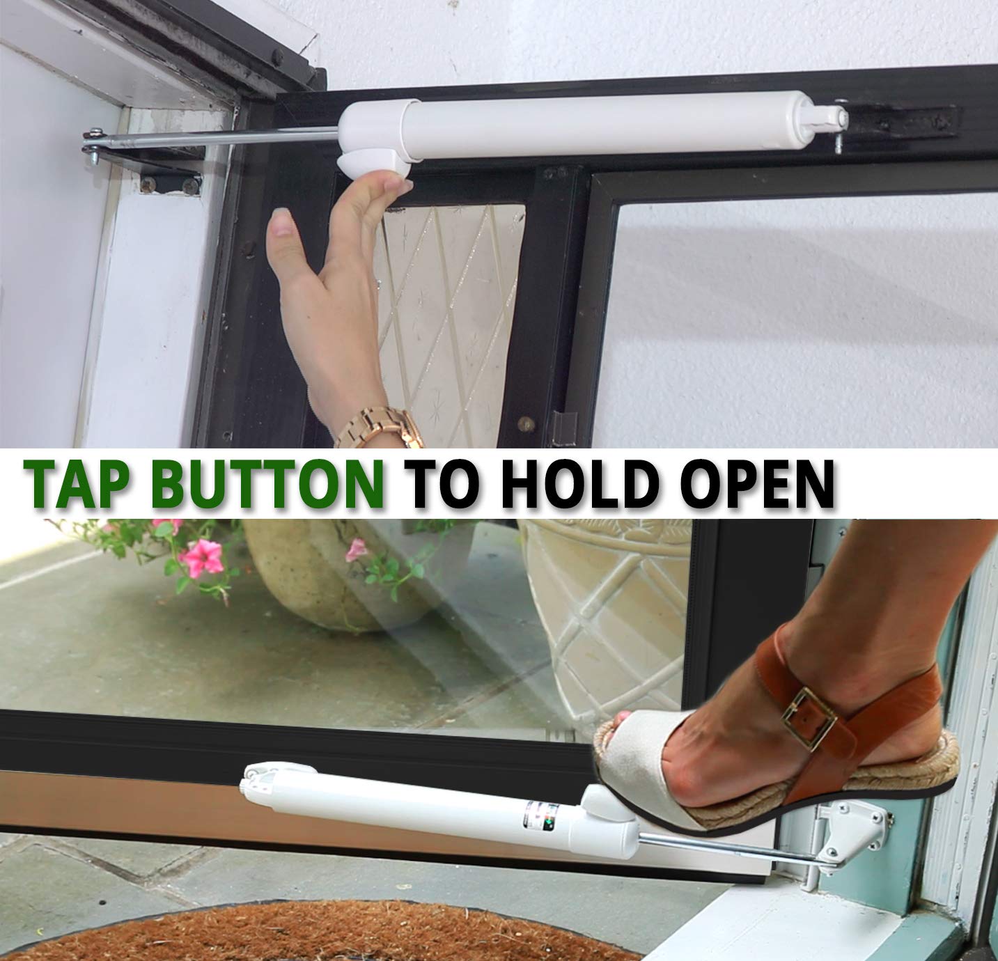 Touch 'n Hold Smooth Door Closer - Single Kit (Bronze) - Standard-Duty Door Closer with Touch-Button Hold Open Feature & Smooth Closing Motion β for (Medium & Lightweight) Storm, Screen Doors.