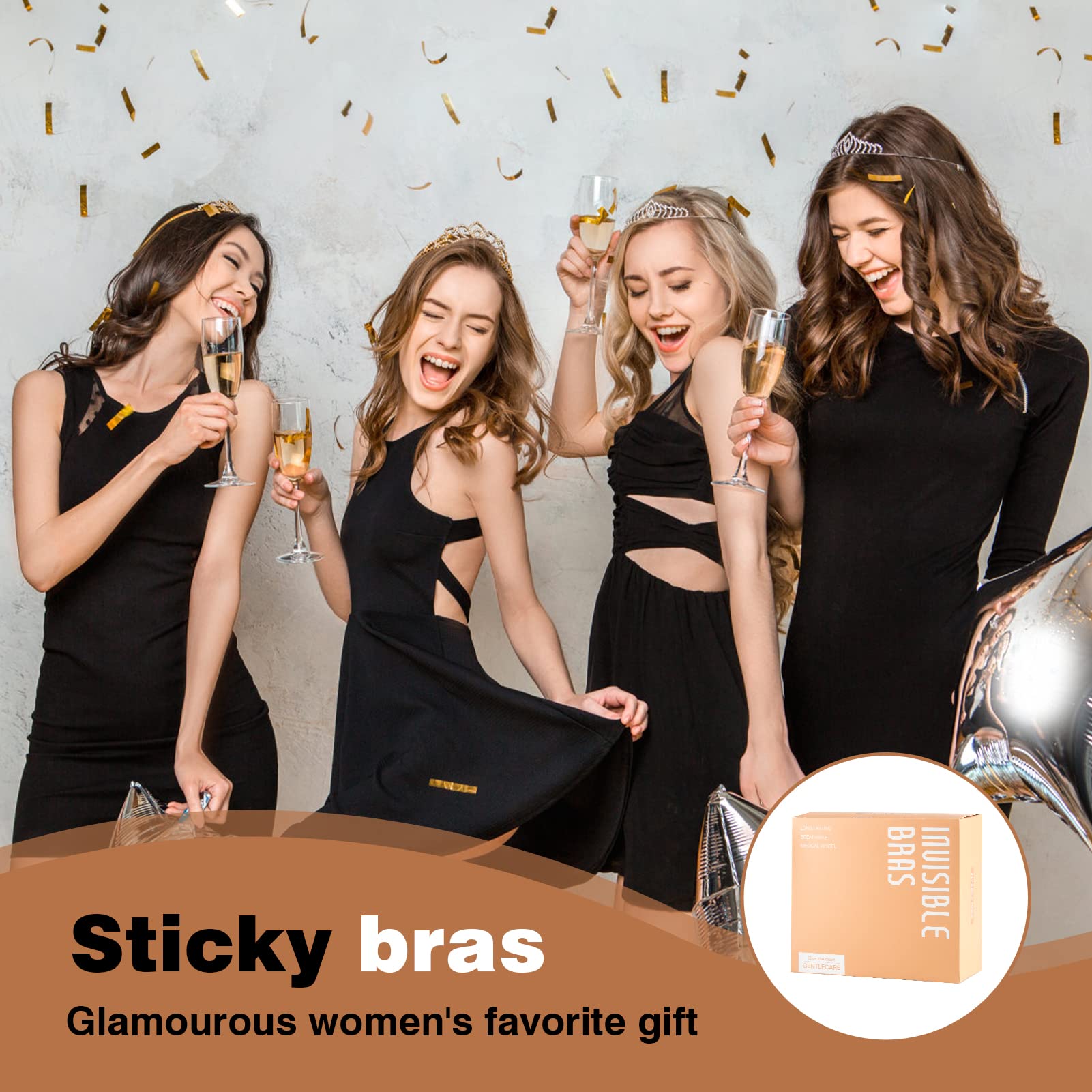 Sticky Bra Strapless Bras for Women Adhesive Invisible Backless Push up Gathering Lift up Cups Dresses with Nipple Cover