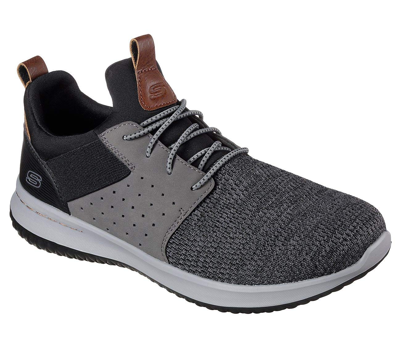 Skechers Men's Classic Fit-Delson-Camden Sneaker, Black/Grey, 9 M US
