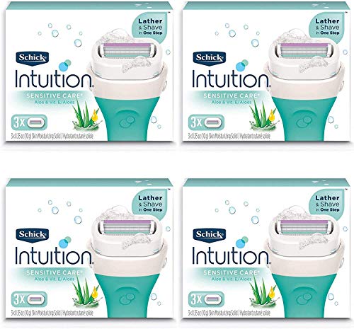 Schick Intuition Pure Nourishment Womens Razor Refills with Coconut Milk and Almond Oil, 3 Count (Pack of 4)