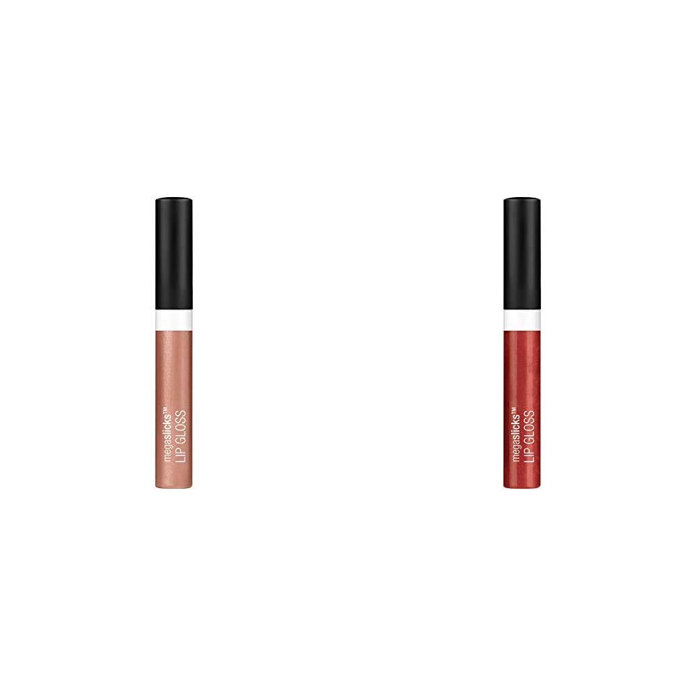 wet n wild Megaslicks Lip Gloss, Rose Gold, 0.19 Ounce with Megaslicks Lip Gloss, Red Sensation, 0.19 Ounce