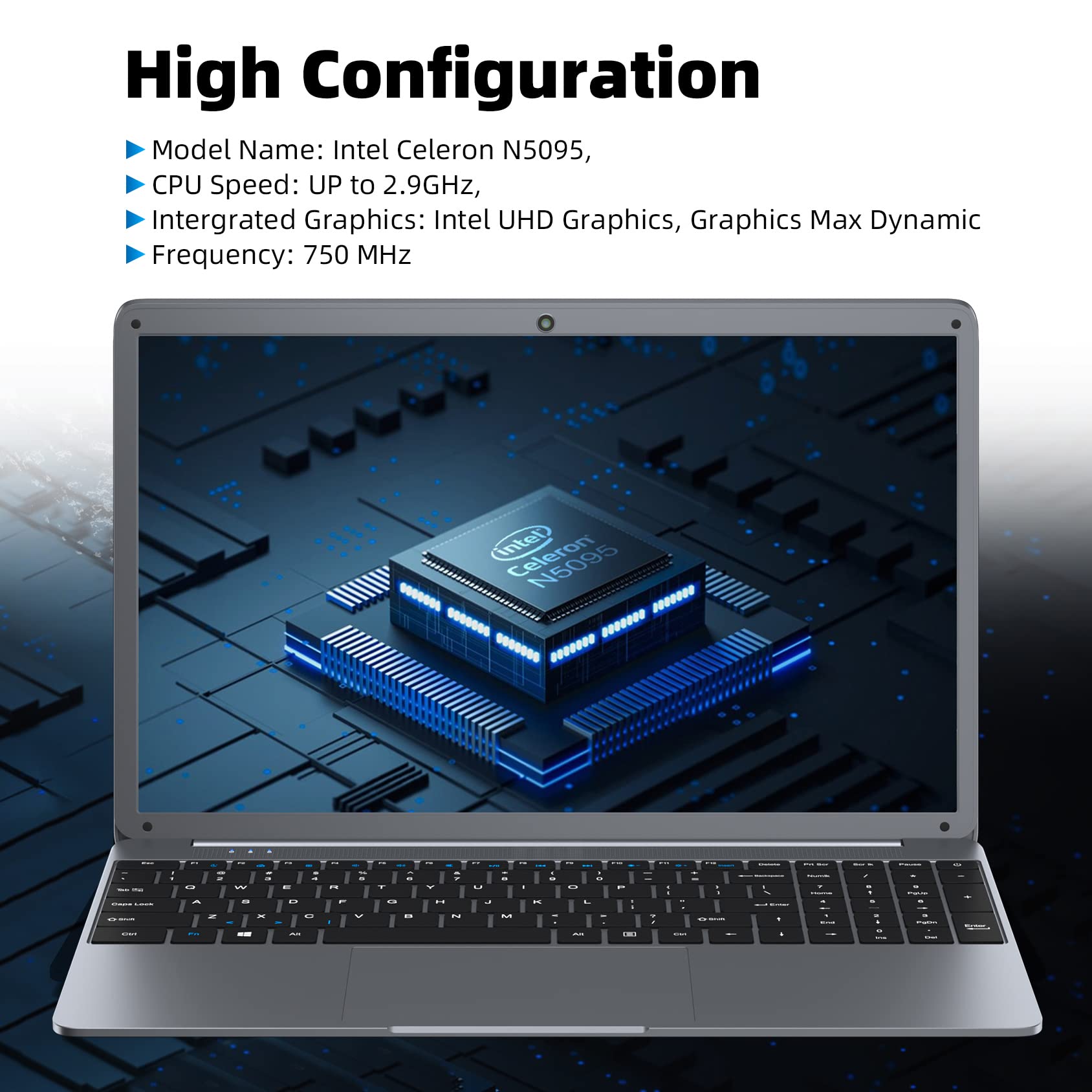 SGIN Laptop with 12GB RAM 512GB SSD, 15.6 Inch IPS FHD Display Laptops Computer, Celeron N5095 Quad Core Processor, 1920 * 1080, Dual Band WIFI, Bluetooth 4.2, Mini HDMI, 512GB TF Card Expansion