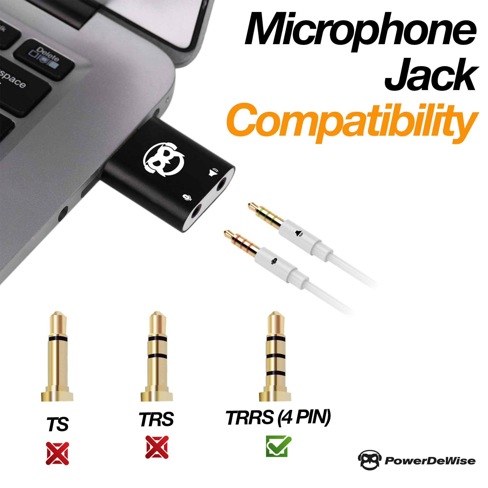 USB External Sound Card Adapter - USB A Audio Adapter External Sound Card, Plug&Play with 4-PIN Microphone Jack for MacBook, Windows, Linux, Laptop, PC, PS4