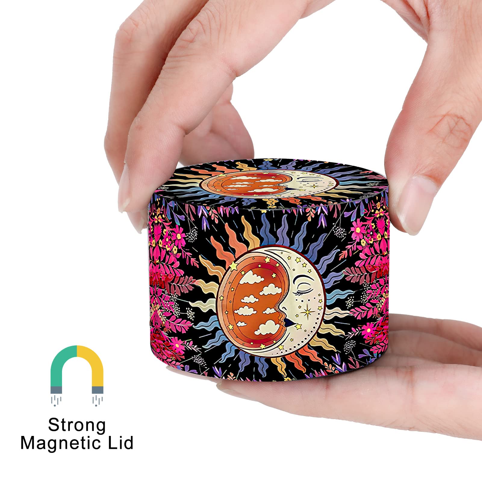 VRUPINZE 2.5 Inch Boho Grinder, Large Spice Grinder for Kitchen(The Sleeping Moon Pattern)