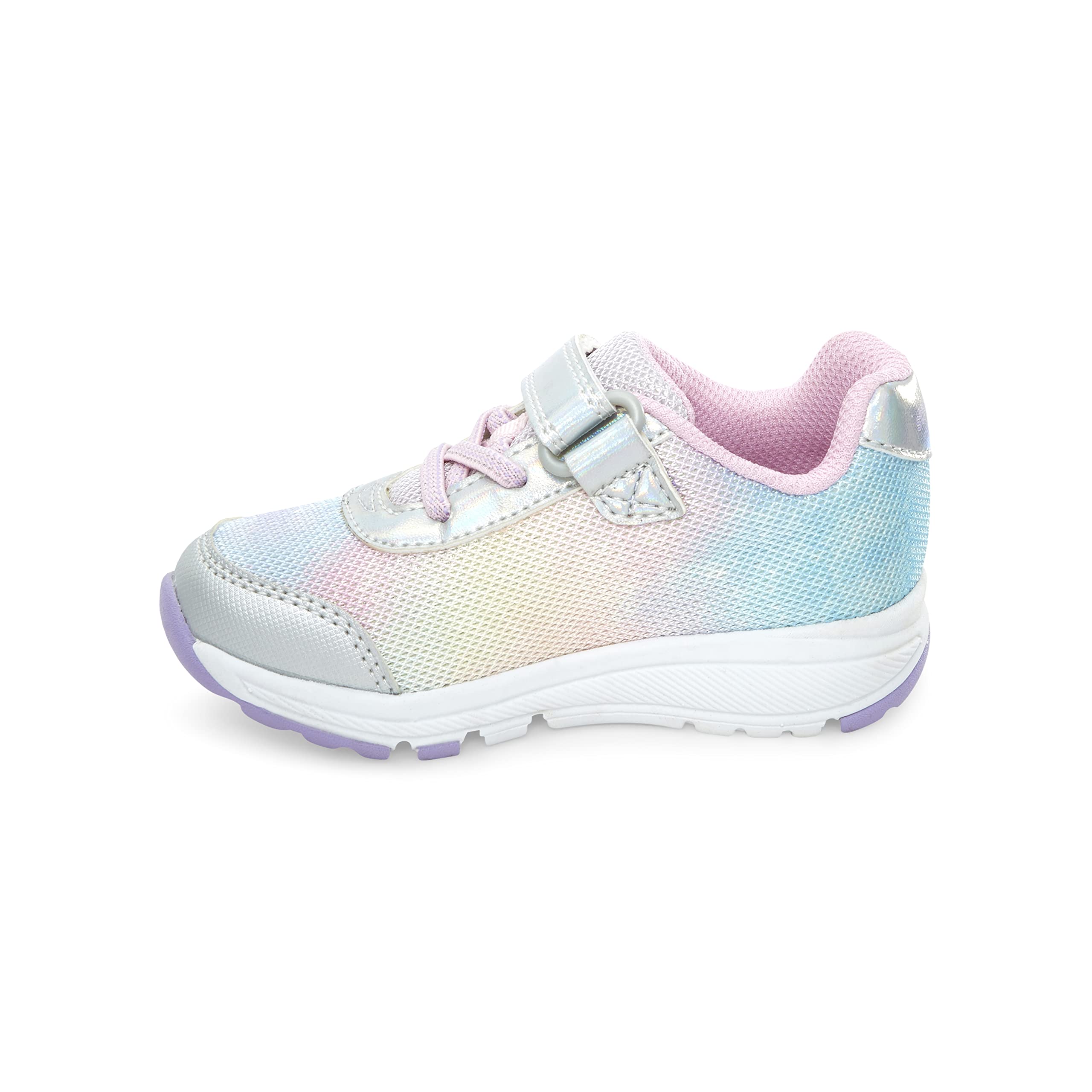 Stride rite Girls SR Lighted Glimmer Sneaker, Iridescent, 1 Wide Little Kid