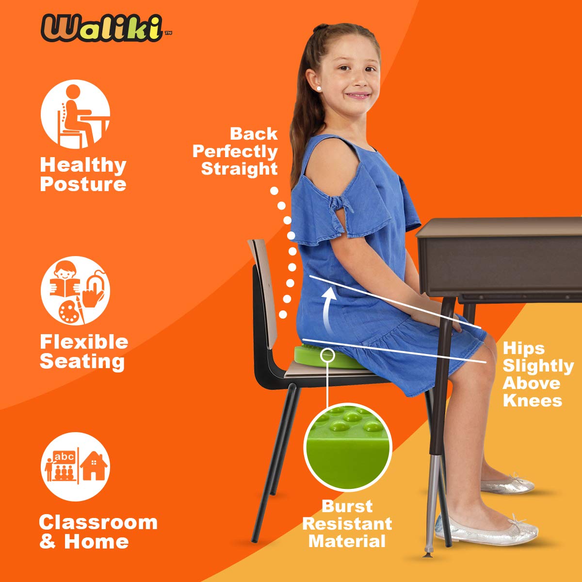 WALIKI Toys Children's Wobbly Cushion, Alternative Classroom Seating | Inflatable Core Disc Seats for School (Pump Included, 12β/30CM) (Pack of 4)