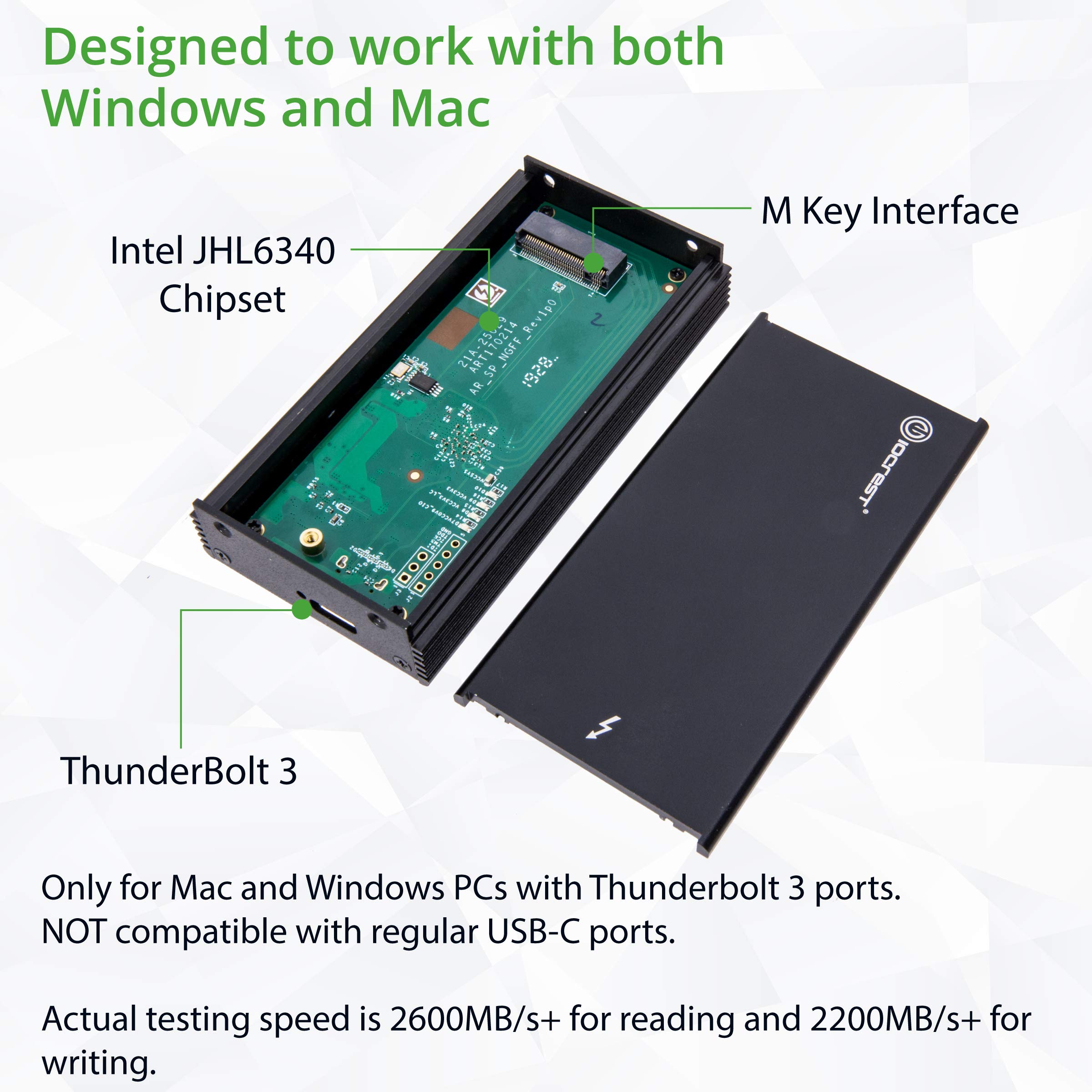 USB-C 3.1 TB3 Thunderbolt USB C M.2 M-Key NVMe 3.0 x4 Based SSD External Enclosure Supports Double Side SY-TDB40155