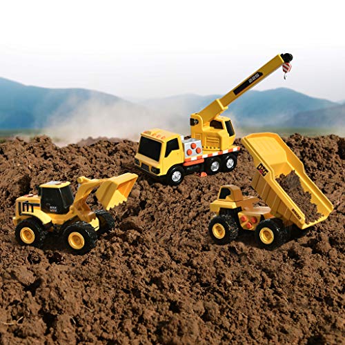 Sunny Days Entertainment Mini Construction Vehicles 3 Pack β Lights and Sounds Pull Back Toy Vehicle | Includes Dump Truck Front End Loader and Crane Truck β Maxx Action