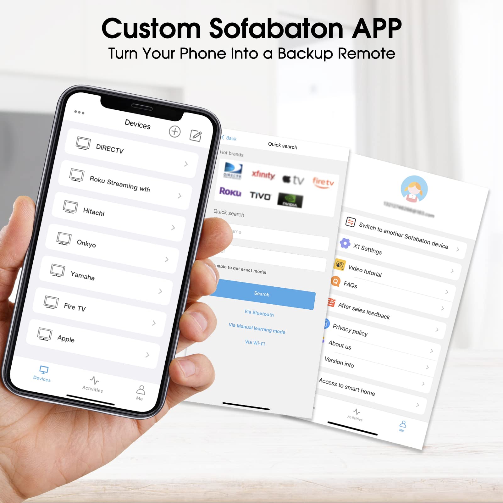 SofaBaton Universal Remote with Hub, All-in-one Smart Remote Control with Customizable APP, One-Touch Activities, Compatible with 60+ Devices TV/Soundbar/Streaming Players and More, Works with Al*exa