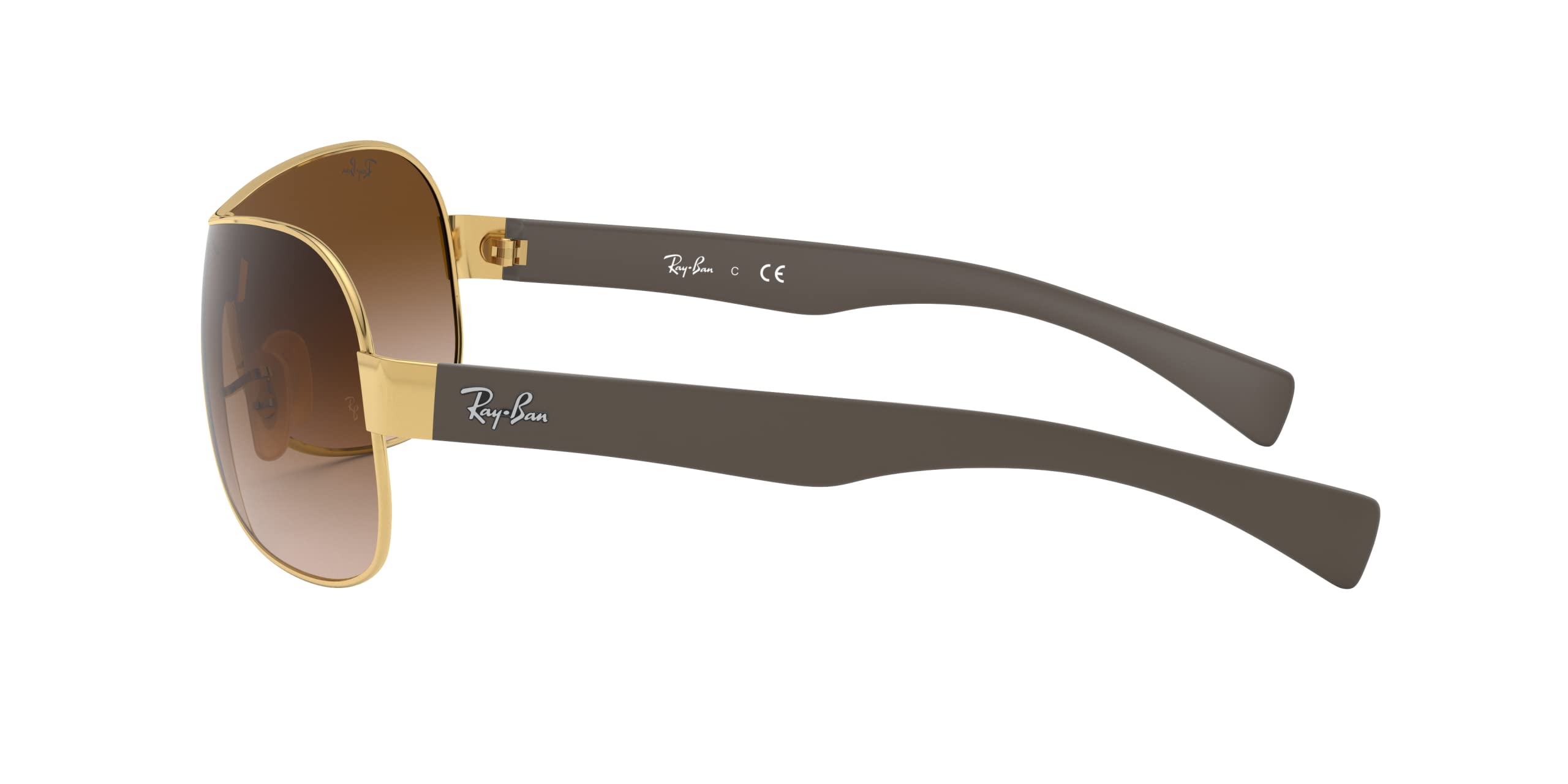 Ray-Ban RB3471 Shield Sunglasses, Matte Gunmetal/Brown Gradient Dark Brown, 32 mm