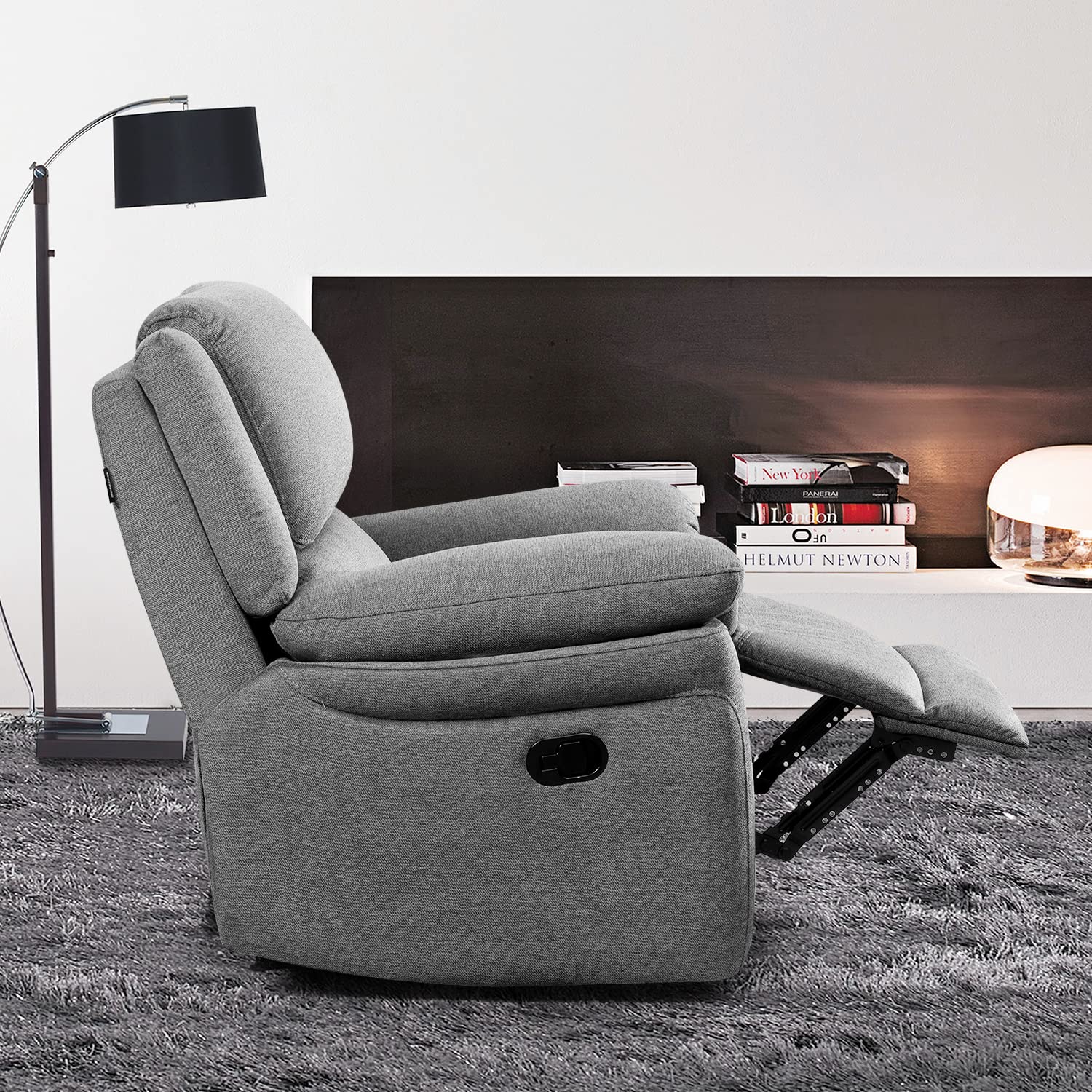 Sofaviux Manual Recliner, Home Theater Seating Reclining Sofa for Living Room (Gray)