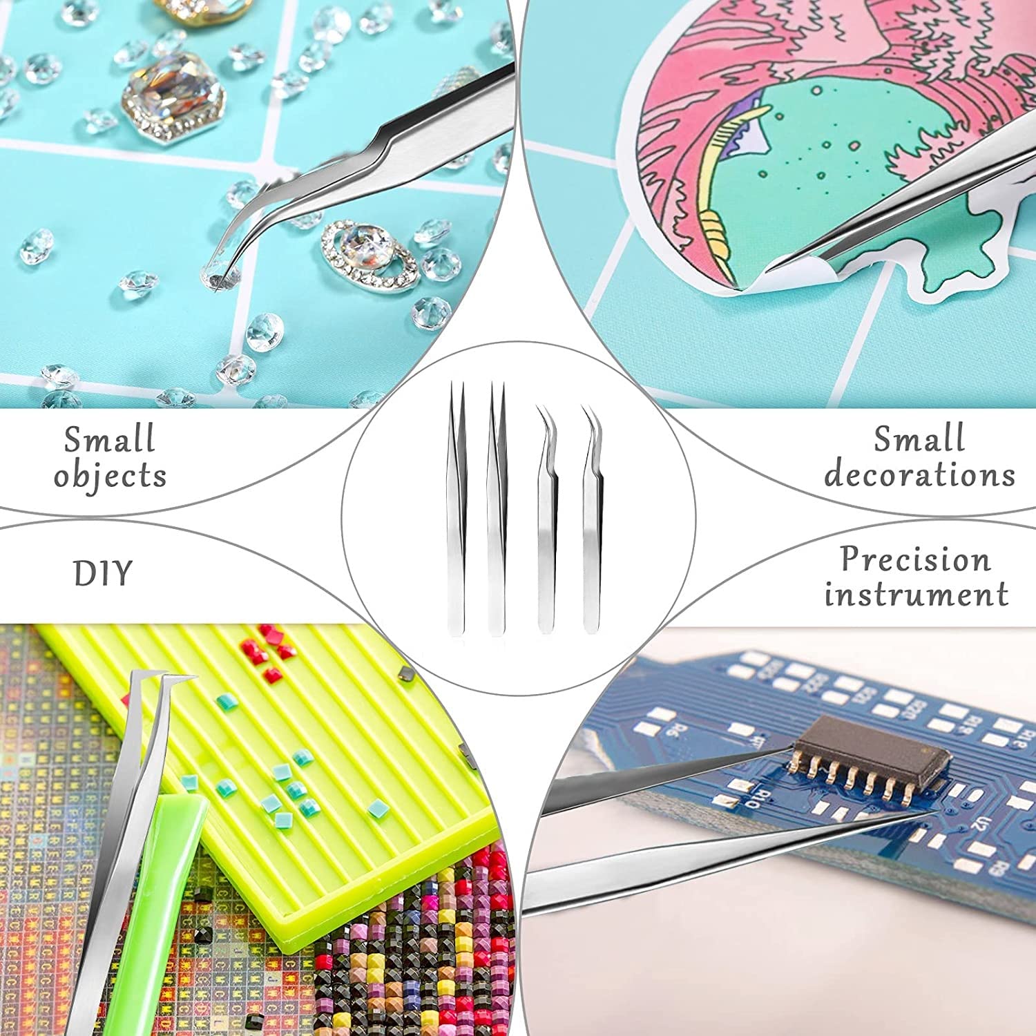 Utoolmart ST-10 High Precision Stainless Steel Micro-magnetic Pointed Tip Tweezer Silver Tone OPP bags 1 pcs