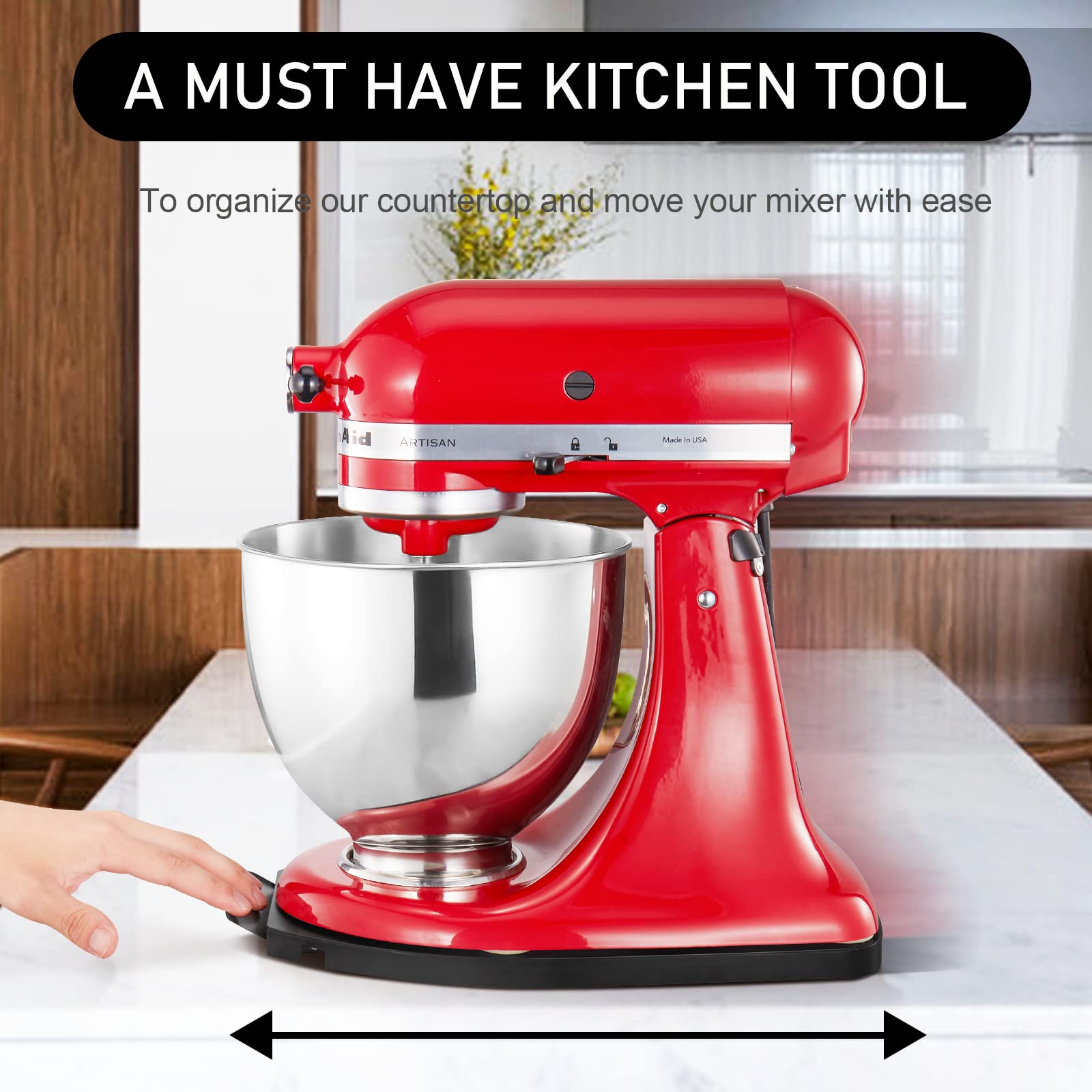 Upgrade Mixer Slider for KitchenAid Stand Mixer 4.5-5 Qt, Kitchen Appliance Sliding Tray Mixer Mover Mixer Mat with Smooth Rolling Wheels for Tilt-Head Stand Mixer, KitchenAid Artisan Tilt-Head Mixer