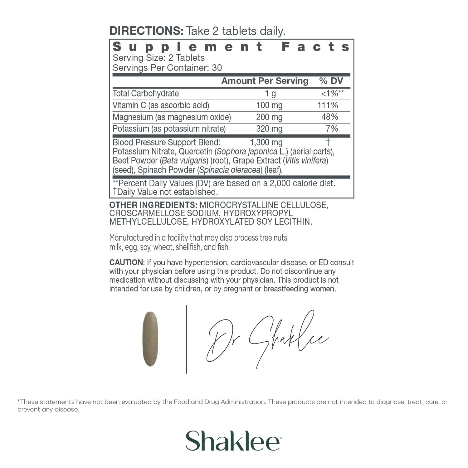 Shaklee - Blood Pressure: Maintain Healthy Blood Pressure Levels - Nutritional Formula for Promoting Optimal Blood Vessels and Circulation, Help Retain Normal Blood Pressure Range - 60 Tablets