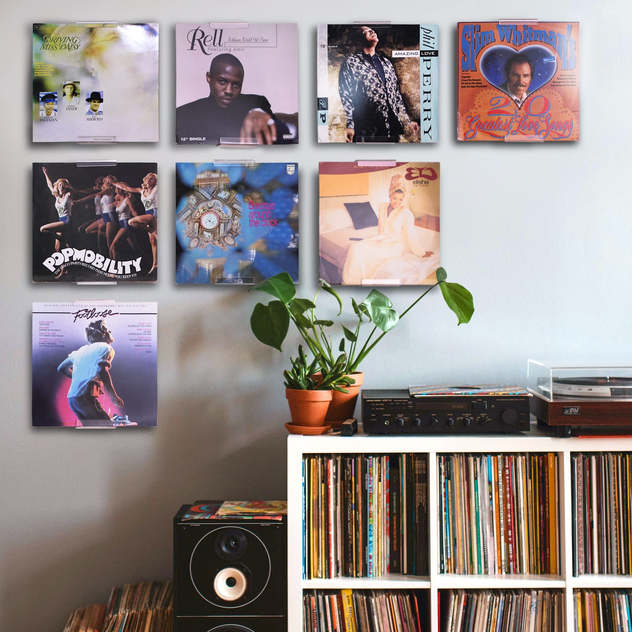 ZOLEF Floating Vinyl Record Wall Mount 4 Pack, 3D Look Clear Acrylic Record Wall Display Shelves, Vinyl Wall Holders, Vinyl Display Shelf Fit for 12" 10" 7"