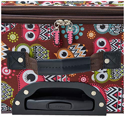 Rockland Vara Softside 3-Piece Upright Luggage Set,Expandable, Owl, 20 inch,22 inch,28 inch