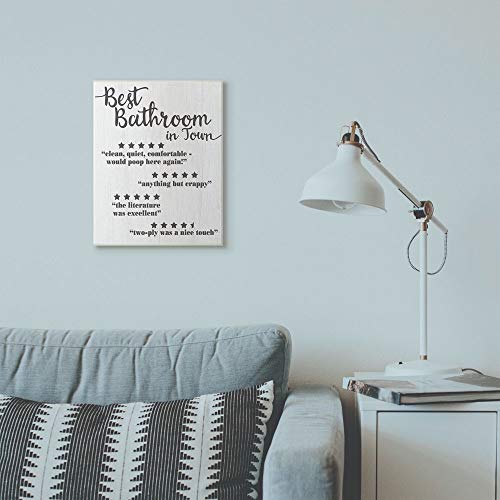 Stupell Industries Five Star Bathroom Funny Word Black and White Textured Design Wall Plaque, 12 x 18, Multi-Color