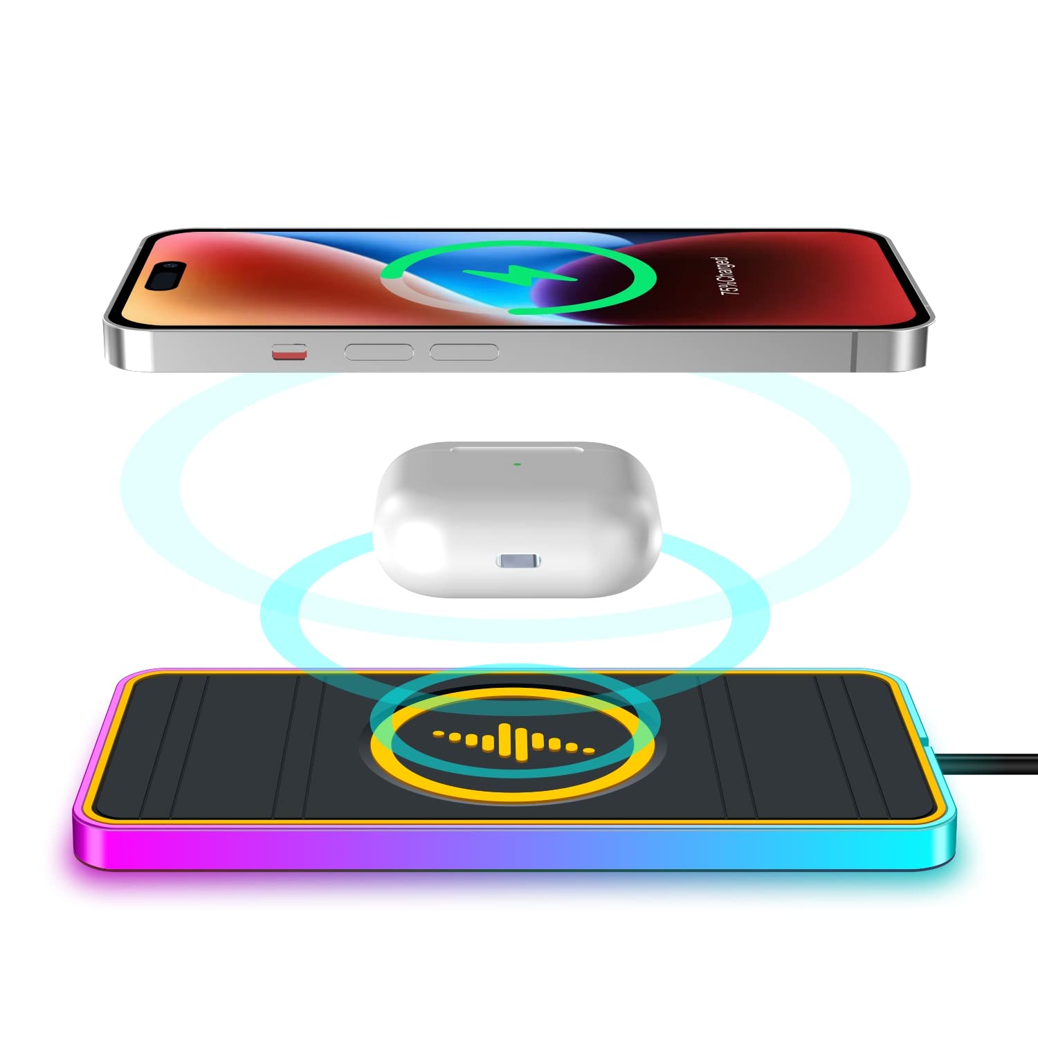 Wireless Car Charger, LANSEMKU Wireless Car Charging Pad Non Slip Car Wireless Phone Charging mat fit for iPhone 14 13 12 11 Pro Max Xs, Samsung Galaxy S23 Ultra S22 S21 S20, S10+ S9+ Note 9, etc