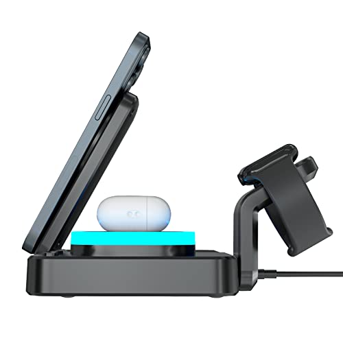 Wireless Charger,for Apple Mag-Safe Charger,5 in 1 Magnetic Charging Station for iPhone 14/13/12/11/X/8,for iWatch,for AirPods 3/2/Pro,for Samsung Galaxy(Black)
