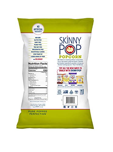 SkinnyPop Original Popcorn, Gluten Free, Vegan Popcorn, Non-GMO, Healthy Popcorn Snacks, Skinny Pop 6.7oz Party Sized Bags (6 Count)