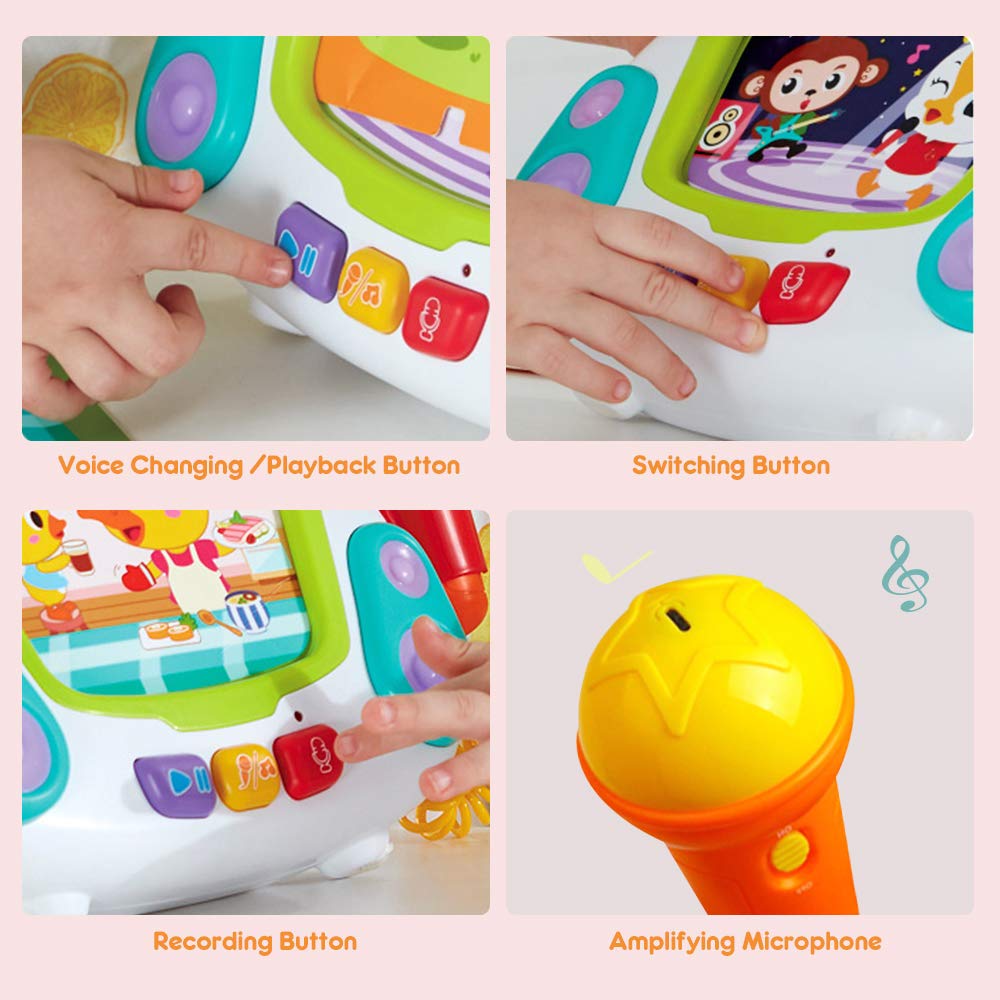 VATOS Musical Toys for Toddlers, Karaoke Singing Box Microphone Music Player with Recoding & Voice Changing Function Development Educational Einstein Toy for Baby Kid Infant Girls Age 2+ Year Old