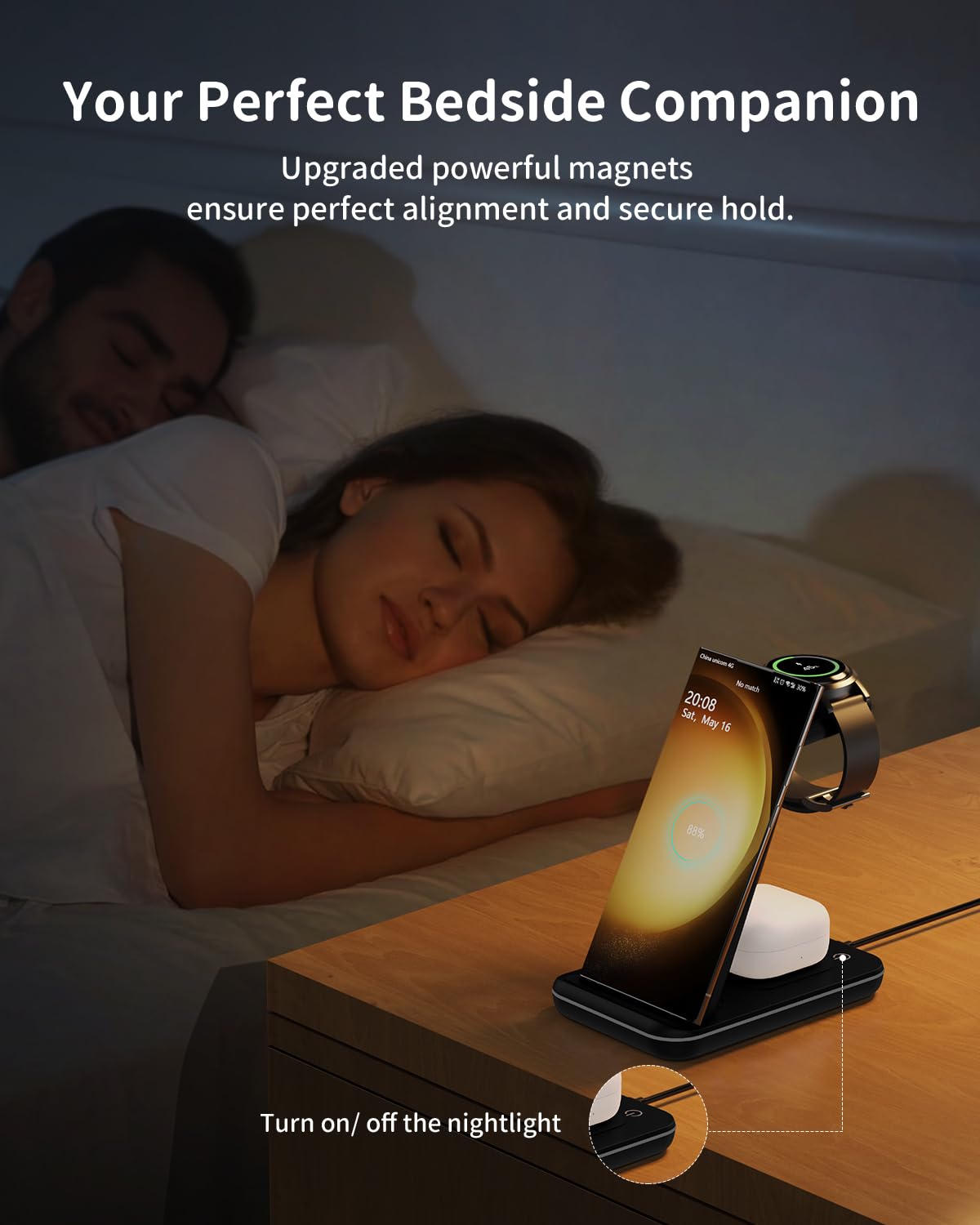 Wireless Charger for Samsung&Android: JoyGeek 3 in 1 Charging Station for Galaxy Watch5 Pro/4/3/Active2/1 - Phone Charger Stand for S23 Ultra/S22/S21/S20/Note 20, Z Fold&Flip Series, Buds2 Pro