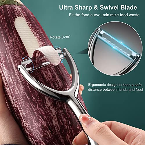 SUCCFLY Vegetable Peeler Stainless Steel, Premium Potato Peelers for Kitchen, Veggie Fruit Peeler, Apple Carrot Cucumber Peeler,Ultra Sharp Rotary Blade, Heavy Duty Ergonomic Handle (5-year warranty)