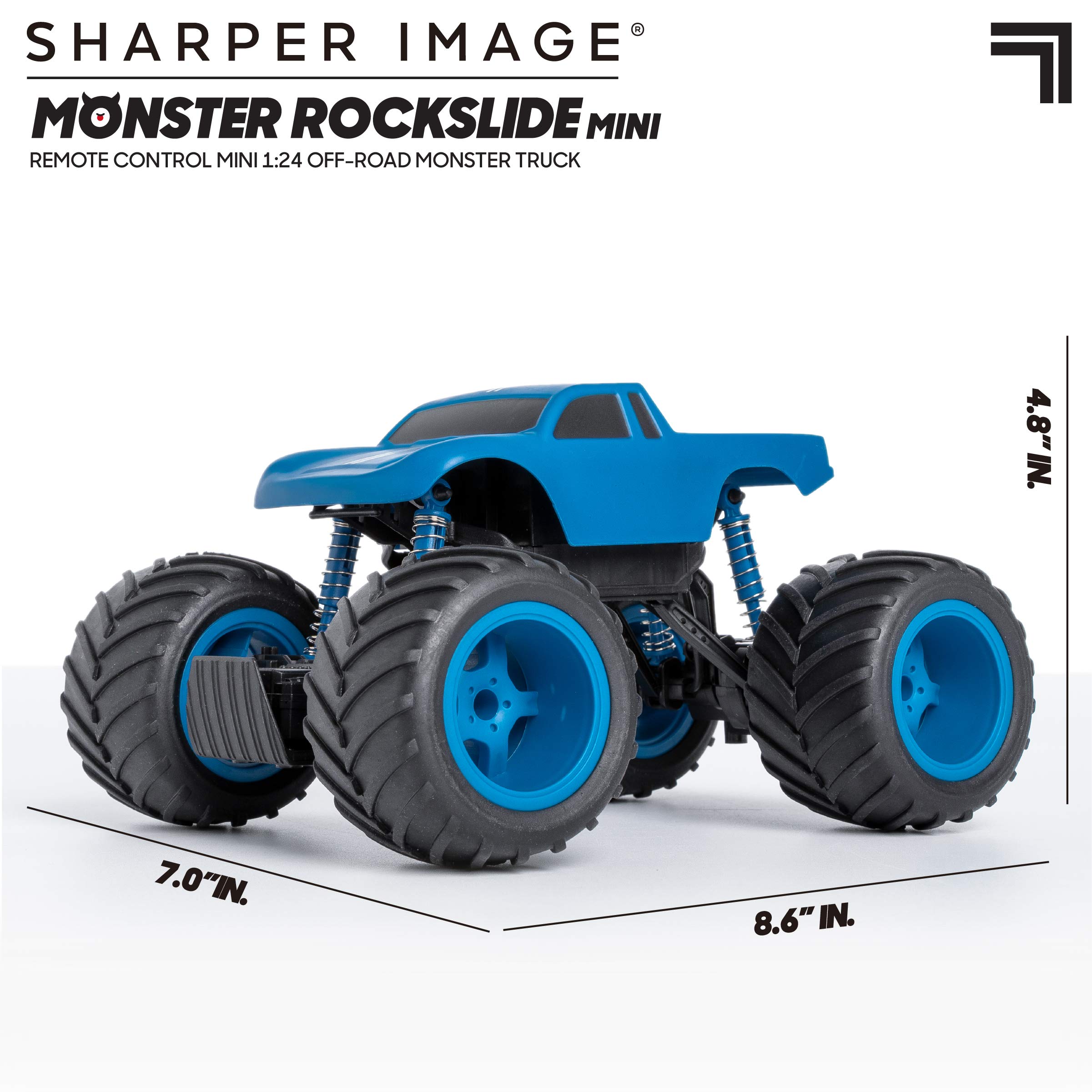 Sharper Image Remote Control Mini Monster Rockslide Truck, 1:24 Scale, 27 MHz, Blue