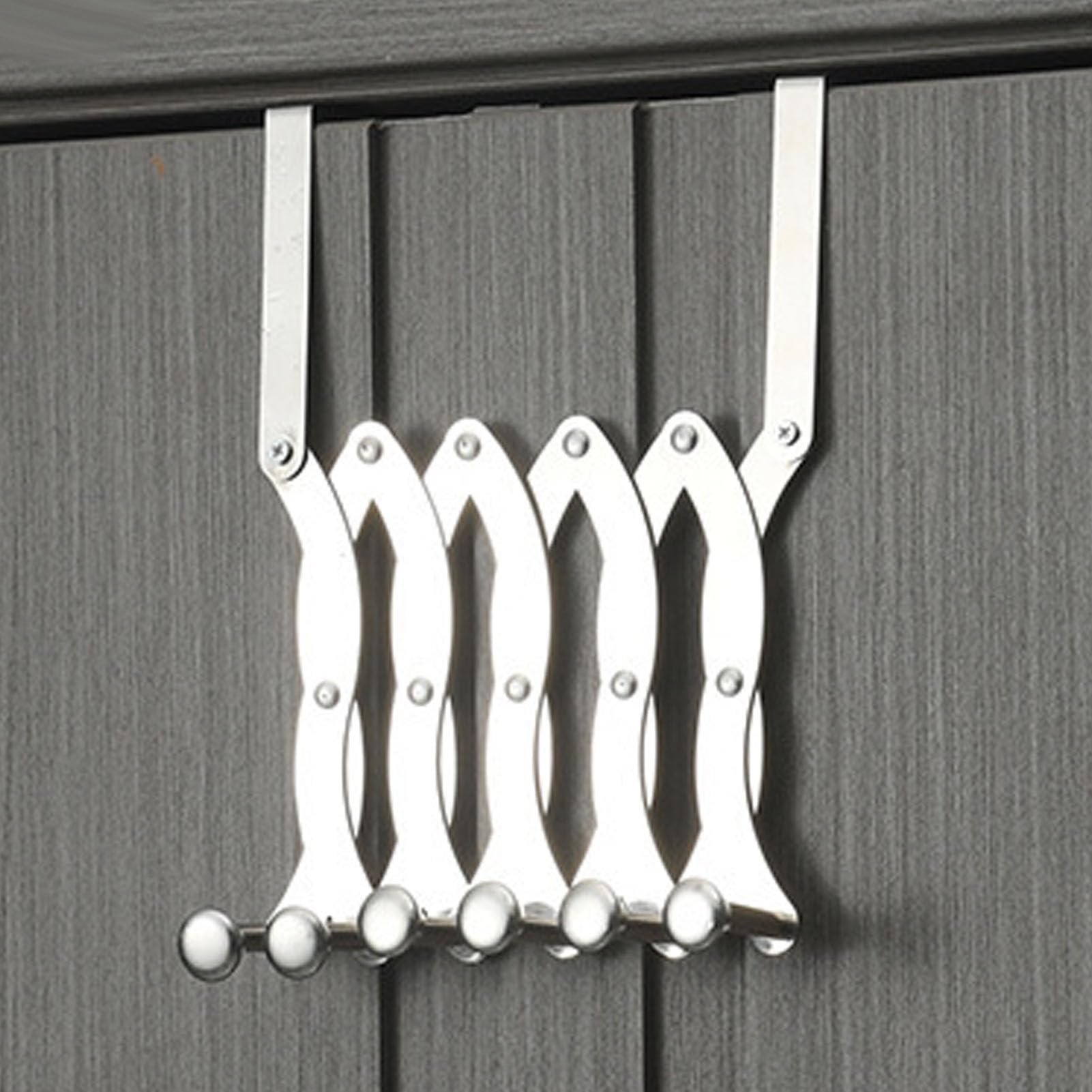 Syrisora Hooks Over The Door Hook Stainless Steel Over Door Hanger for Coat Hat Towels Hanging Bathroom Organizer Telescopic Towel Rack 6 Hooks