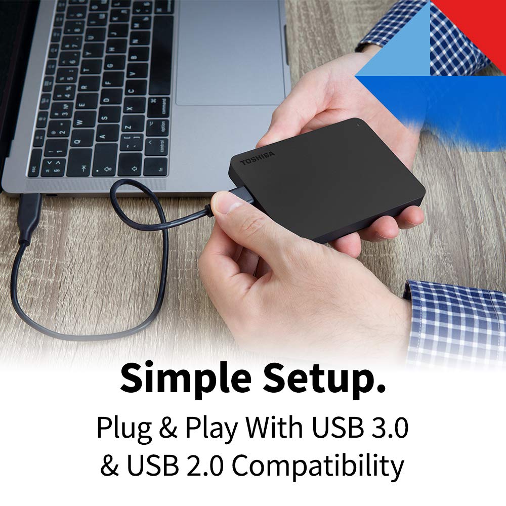 Toshiba HDTB410XK3AA Canvio Basics 1TB Portable External Hard Drive USB 3.0, Black with Canvio Basics 2TB Portable External Hard Drive USB 3.0, Black